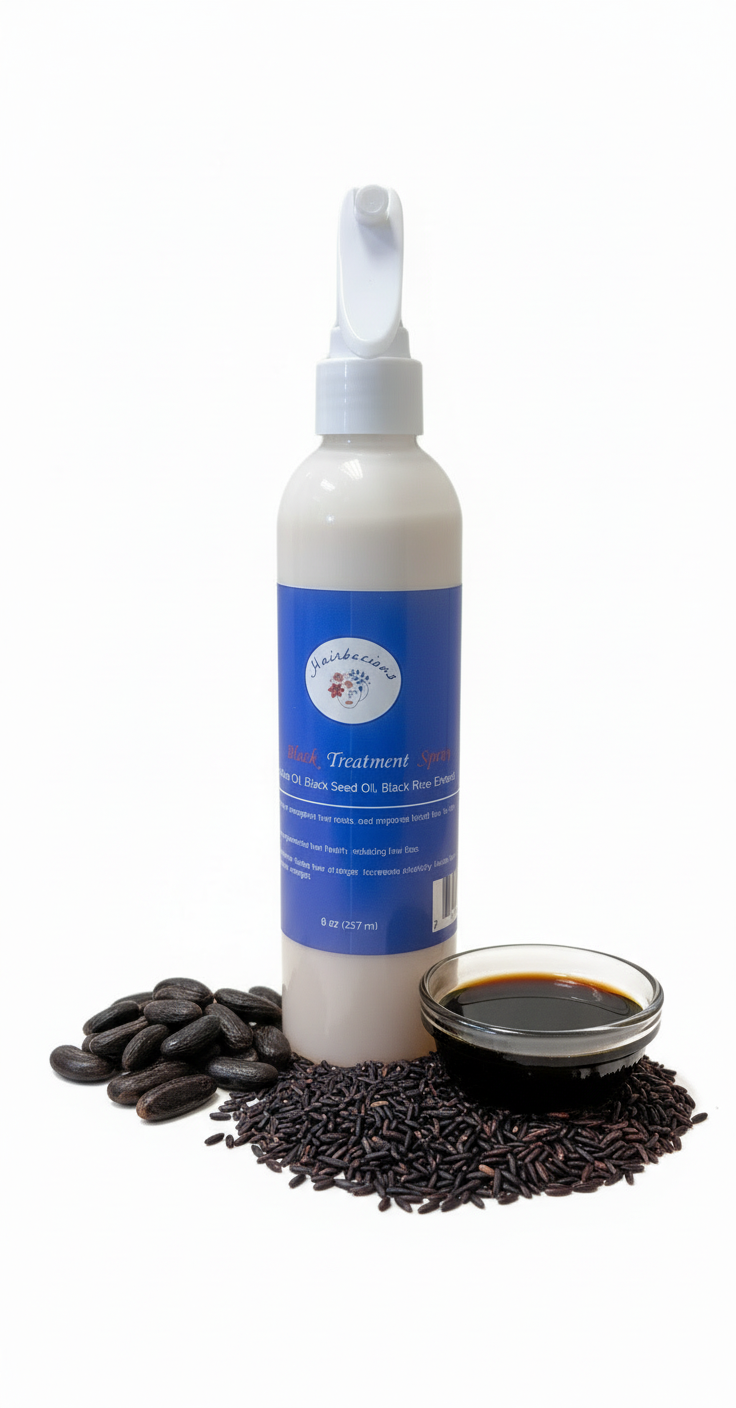All Black (Castor, Rice, Cumin) Treatment Spray – Hairbacious